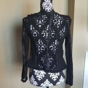 XOXO | Jackets & Coats | Xoxo Ribbed Lace Moto Jacket | Poshmark